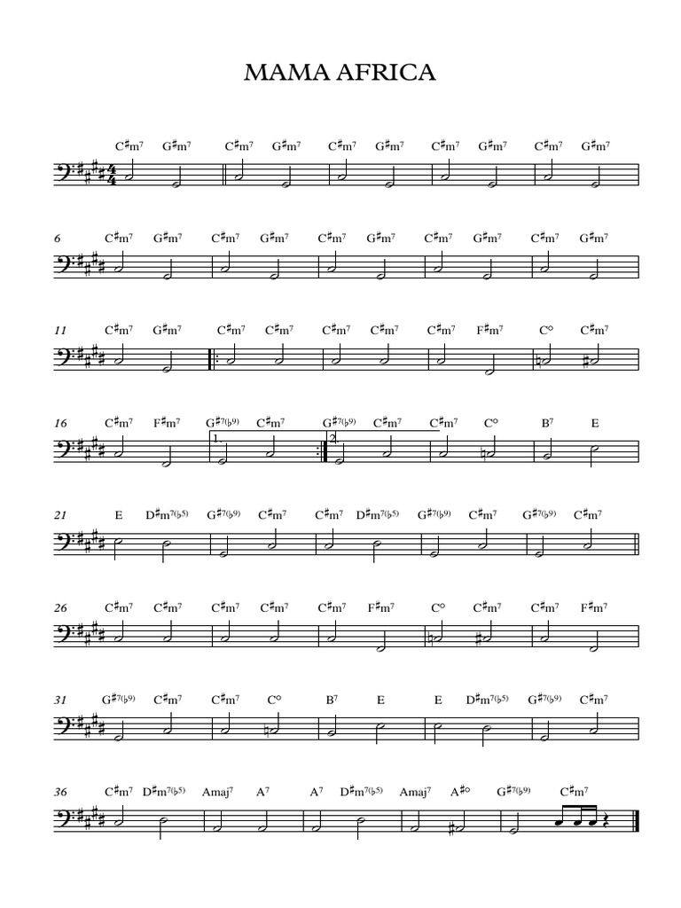 MAMA AFRICA ACORDES - Partitura Completa | PDF