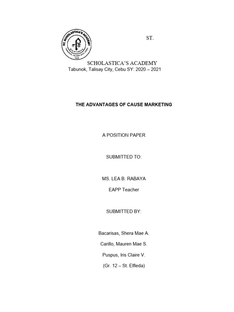 Abm Position Paper Cause Marketing | PDF | Marketing | Brand