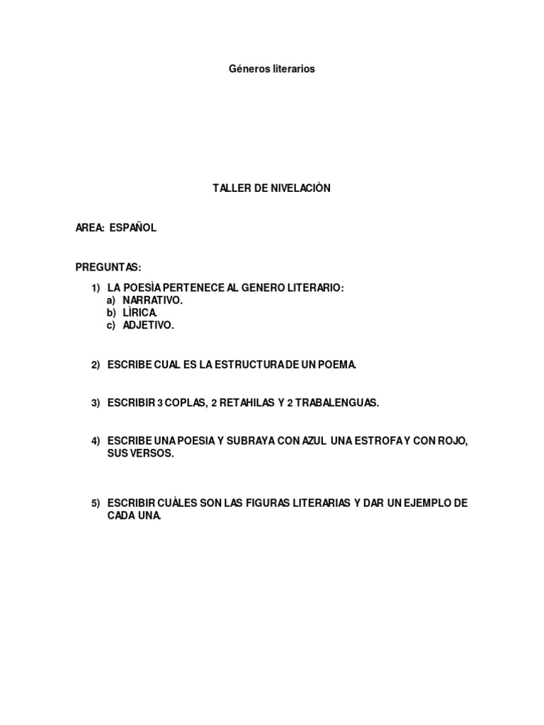 Taller de Géneros Literarios | PDF | Poesía | Rima