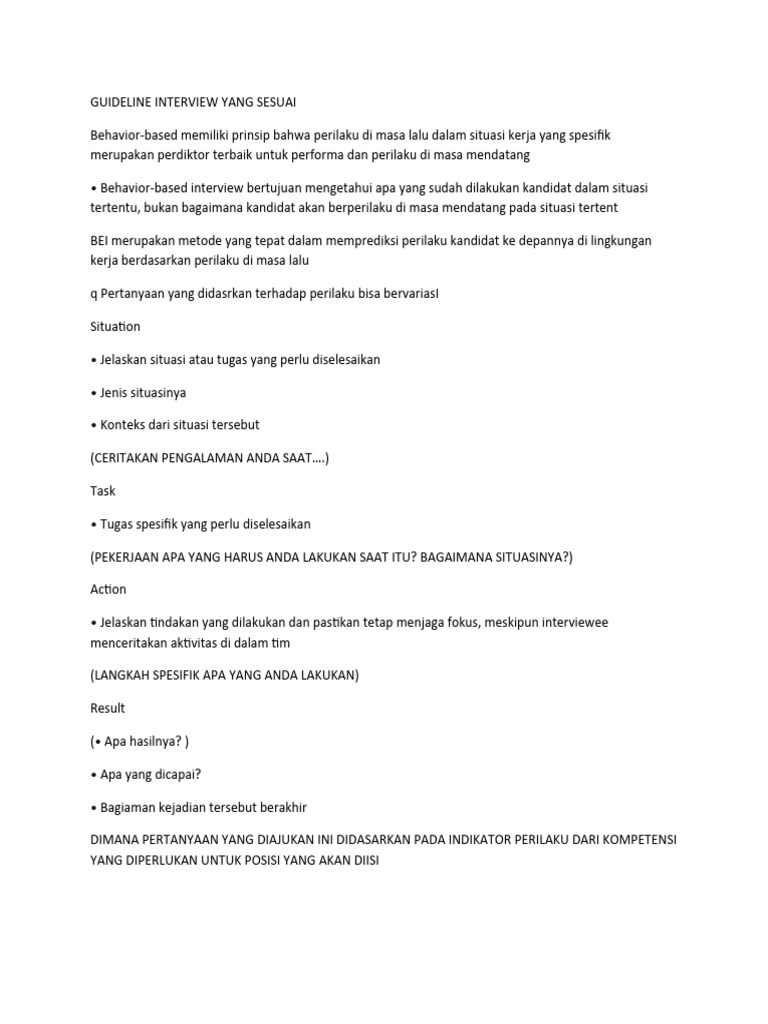 Guideline Interview Yang Sesuai | PDF