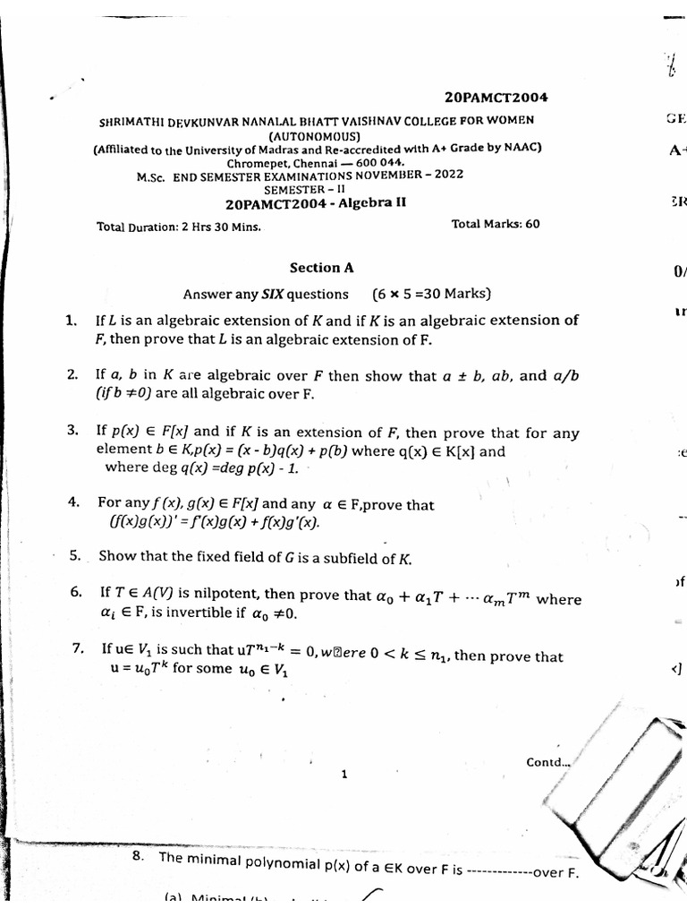 Sem 2 Question Paper | PDF