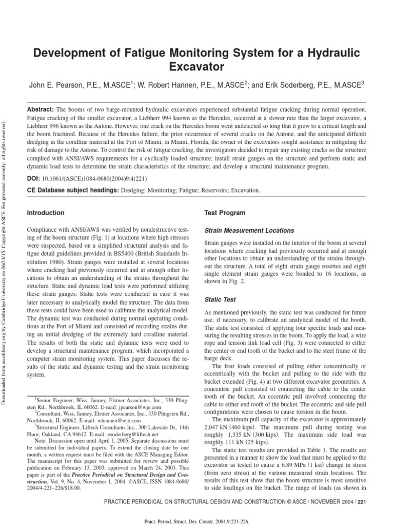 Development of Fatigue Monitoring System For A Hydraulic | PDF ...