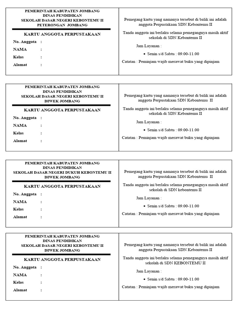 Kartu Anggota Perpus | PDF