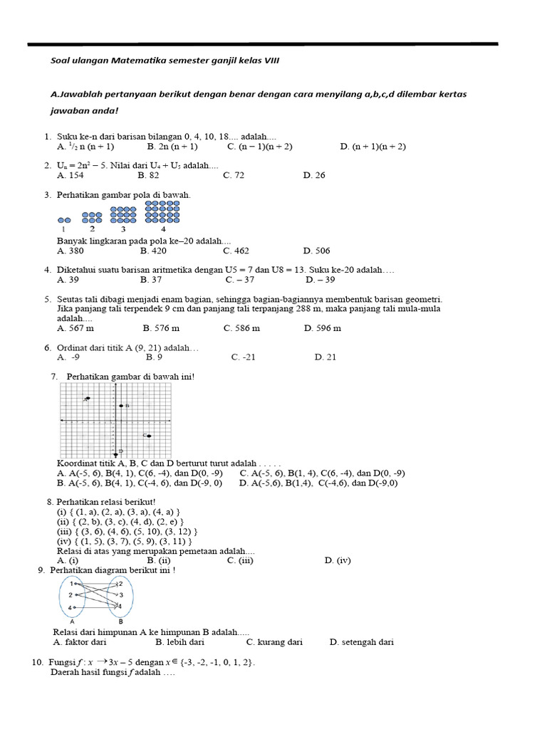 Soal-Uas-Mtk-Kelas-8 SMP Taman Siswa | PDF | Metode & Bahan Ajar