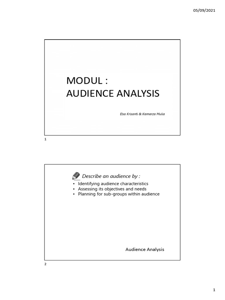 2 - Modul Audience Analysis 2021 White For Studesnts | PDF | Communication | Human Communication