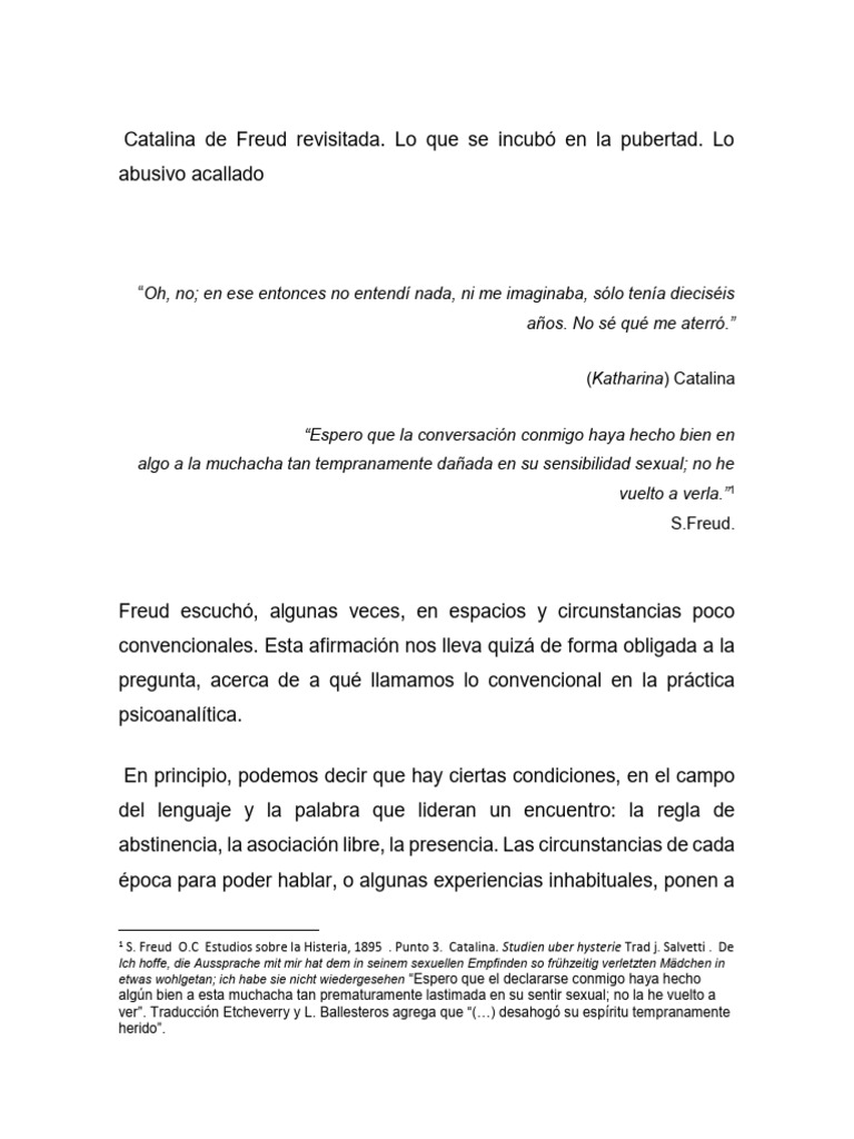 Cynthia Eva Szewach - Catalina Revisitada | PDF | Sigmund Freud ...