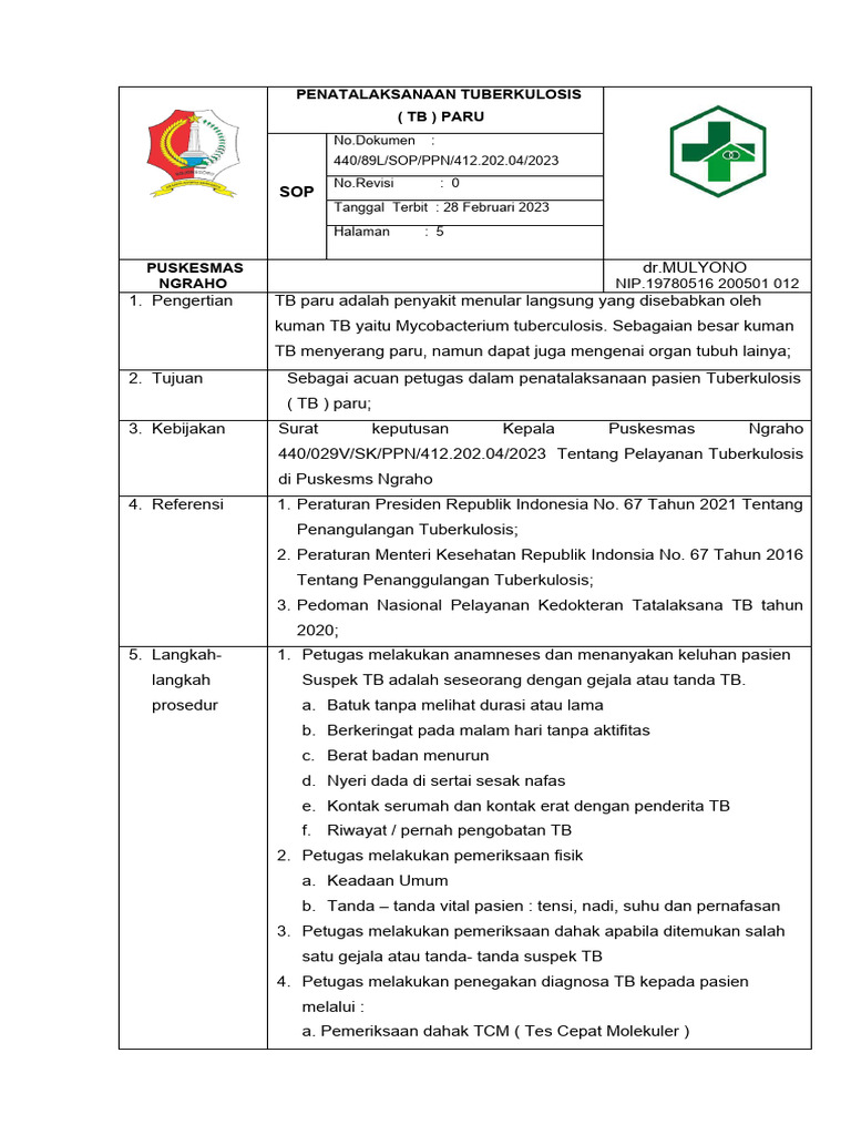 Sop Tatalaksana Tb Revisi Sa Pdf
