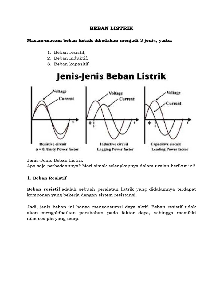 Jenis-Jenis Beban Listrik dan Contohnya | PDF