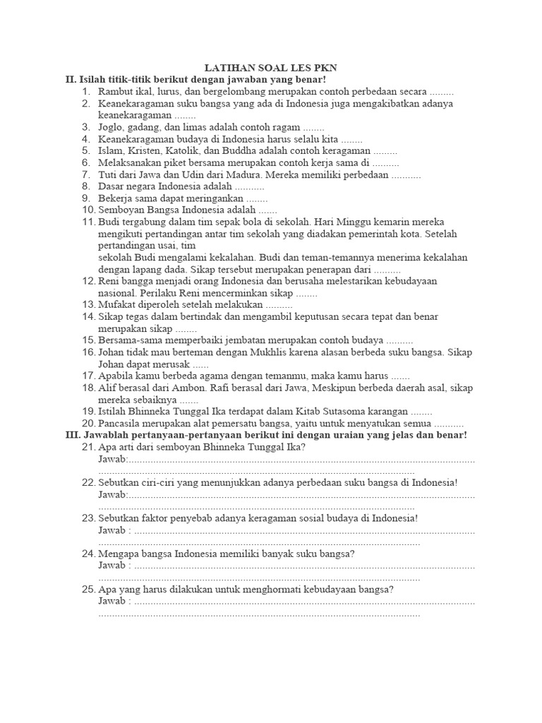 Latihan Soal Les PKN | PDF | Olahraga & Rekreasi | Game & Aktivitas