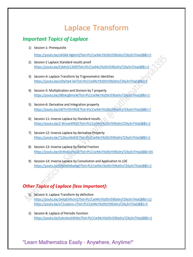 BSC Nautical Science (Sem 2 - Maths) | PDF | Laplace Transform ...