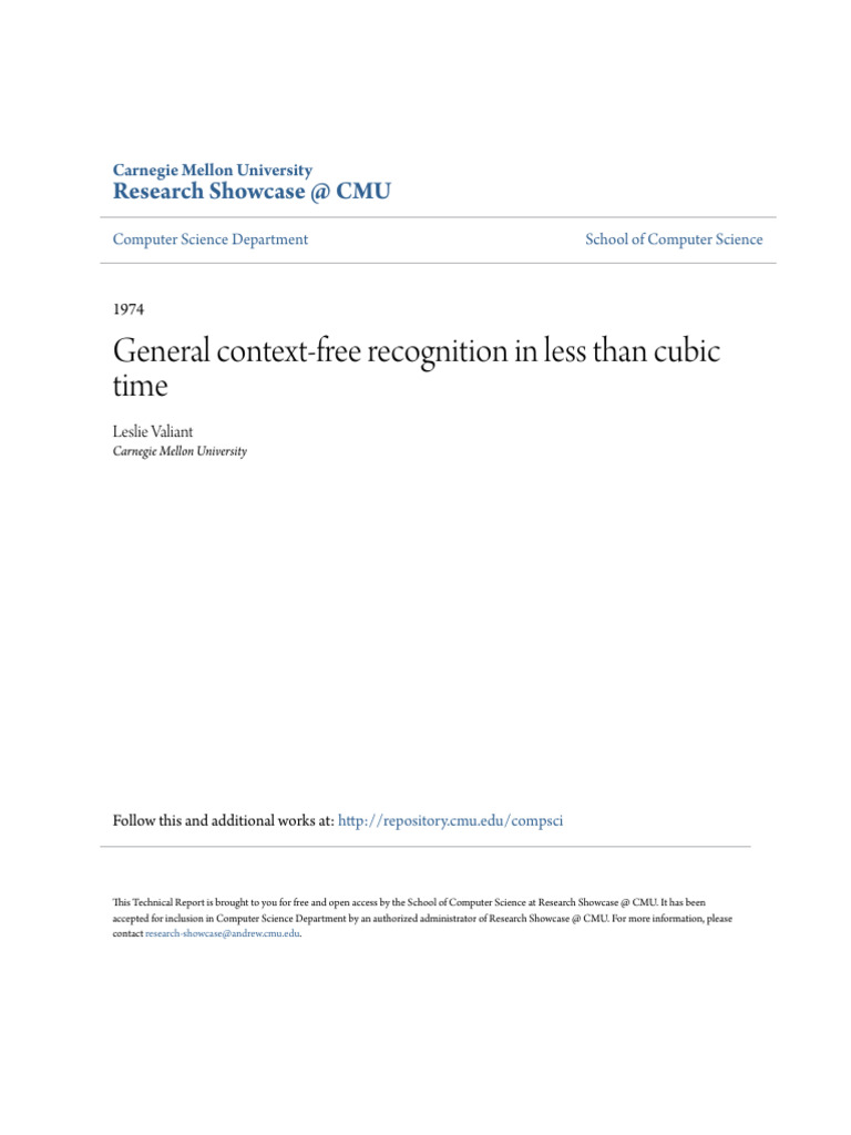 1975 General Context Free Recognition In Less Than Cubic Time Pdf