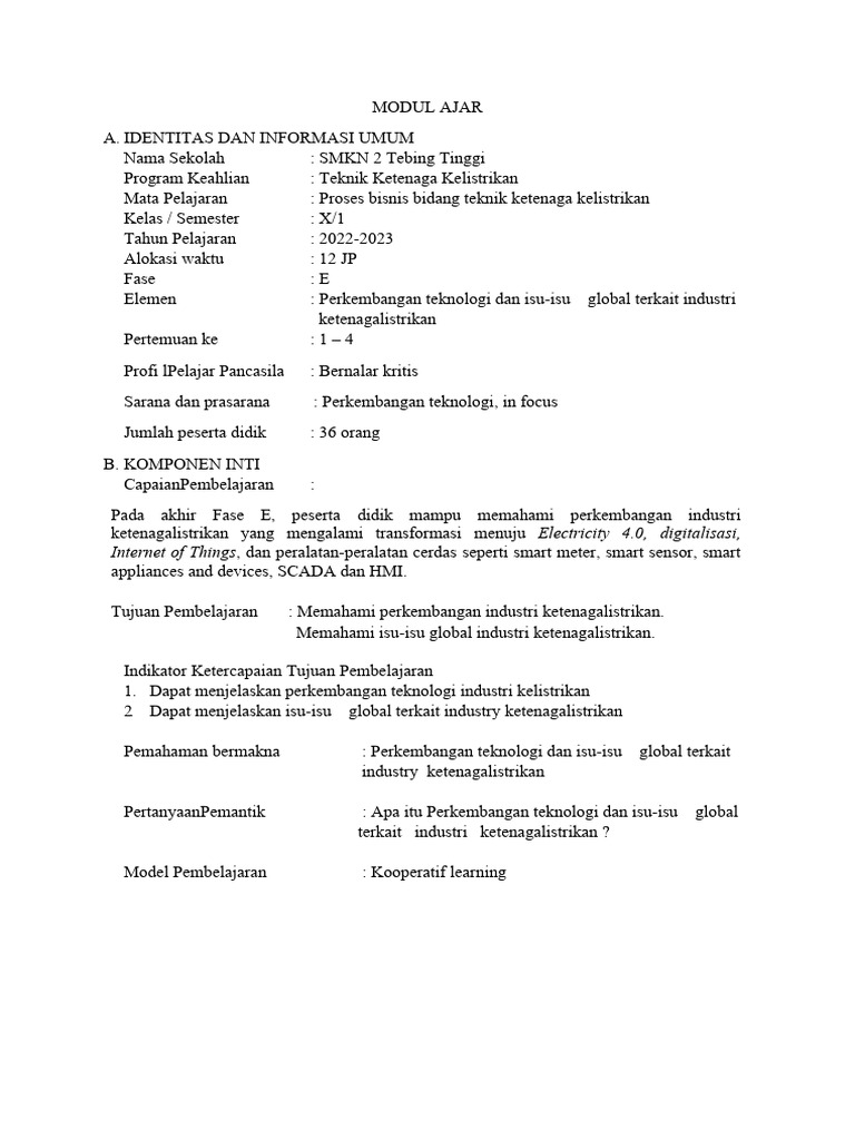 Modul Ajar Ketenaga Kelistrikan 2 | PDF Modul Ajar Ketenaga Kelistrikan 2 | PDF