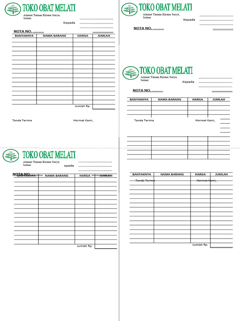 NOTA KOSONG Apotik | PDF | Seni | Teknologi & Rekayasa