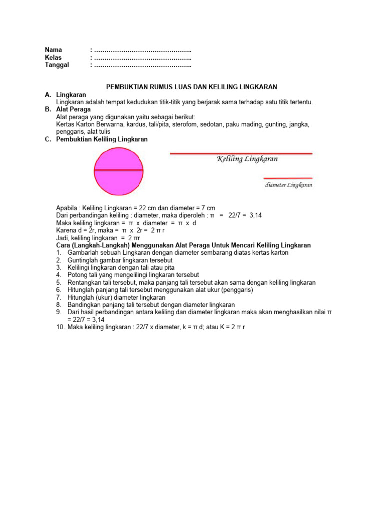 Rumus Luas & Keliling Lingkaran | PDF