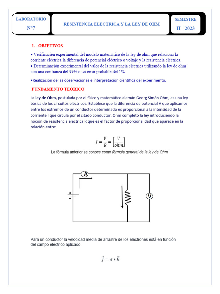 Lab 77 | PDF | Resistencia Eléctrica y Conductancia | Corriente eléctrica