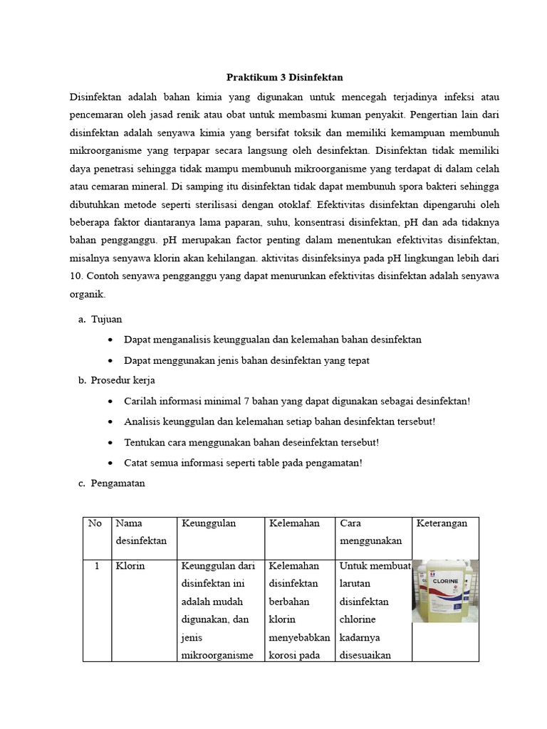 Praktikum 3 Disinfektan | PDF