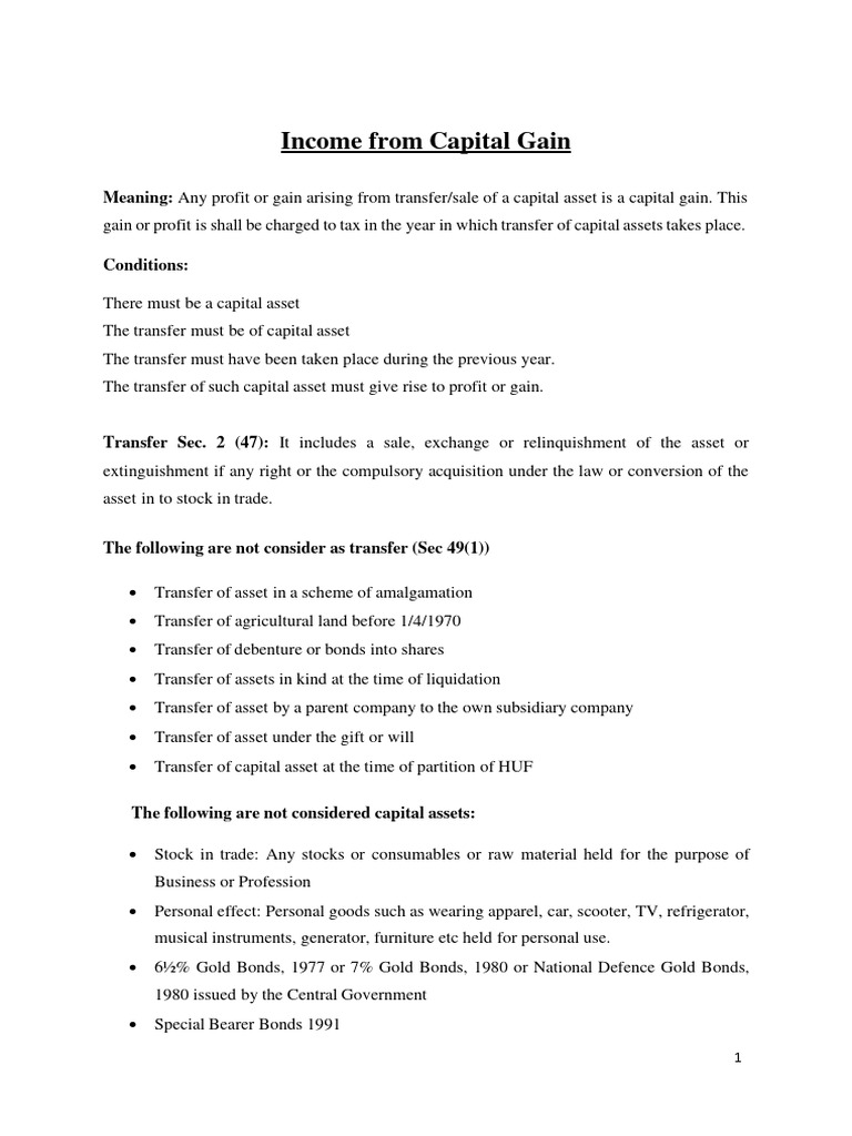 Capital Gain Notes With Problems PDF | PDF | Capital Gains Tax ...