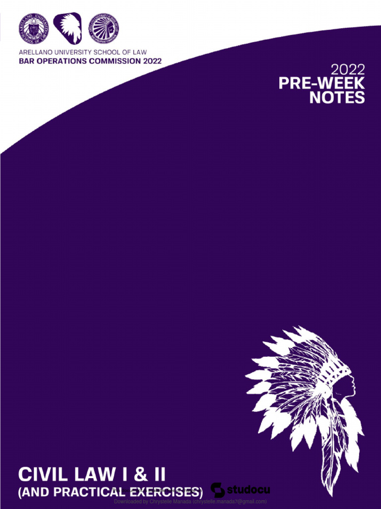 2022 AUSL Pre Week Notes Civil Law I II and Practical Exercises | PDF ...