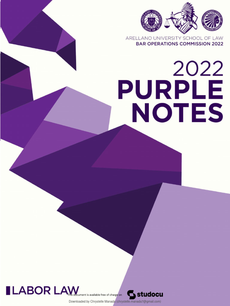 2022 AUSL Purple Notes - Labor Law | PDF | Employment | Labour Law