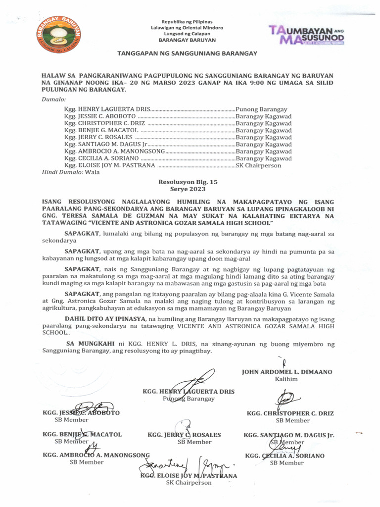 Vicente and Astronica Gozar Samala High School | PDF