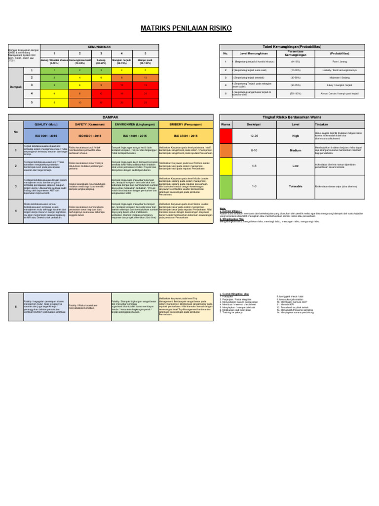 Draft Integrated Risk Matrix | PDF