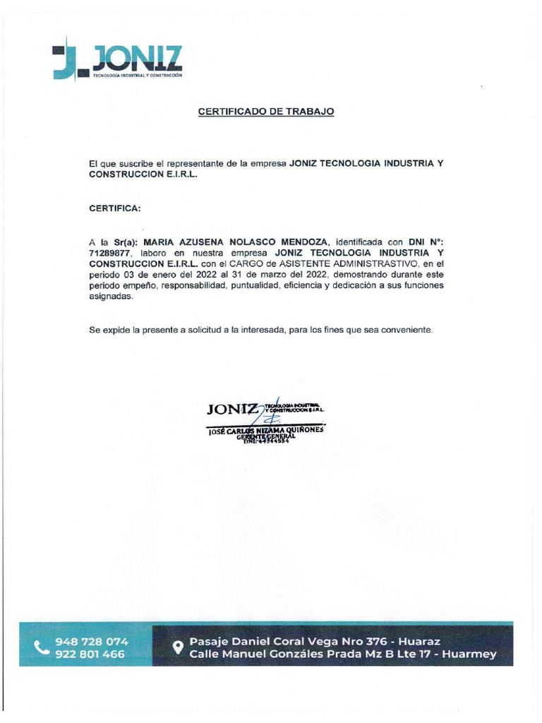 Certificados Maria Nolasco | PDF