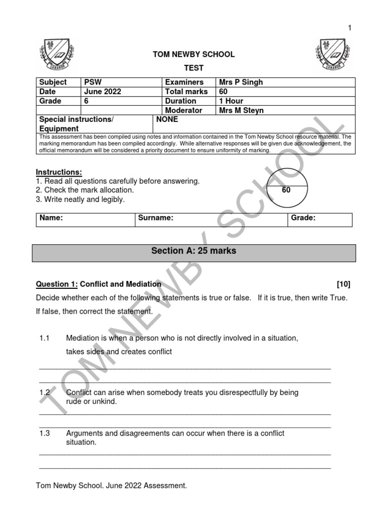 Grade 6 Life Skills Exam June 2022 | Download Free PDF | Funeral