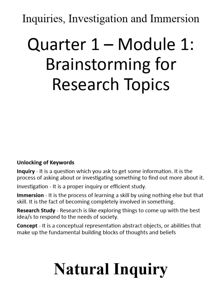 Inquiry-Based Research Fundamentals | PDF | Inquiry | Thought