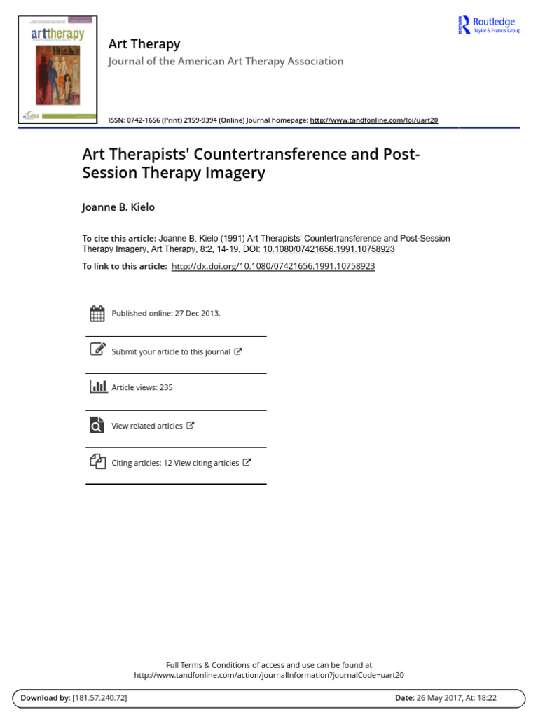 Art Therapists Countertransference and Post Session Therapy Imagery ...