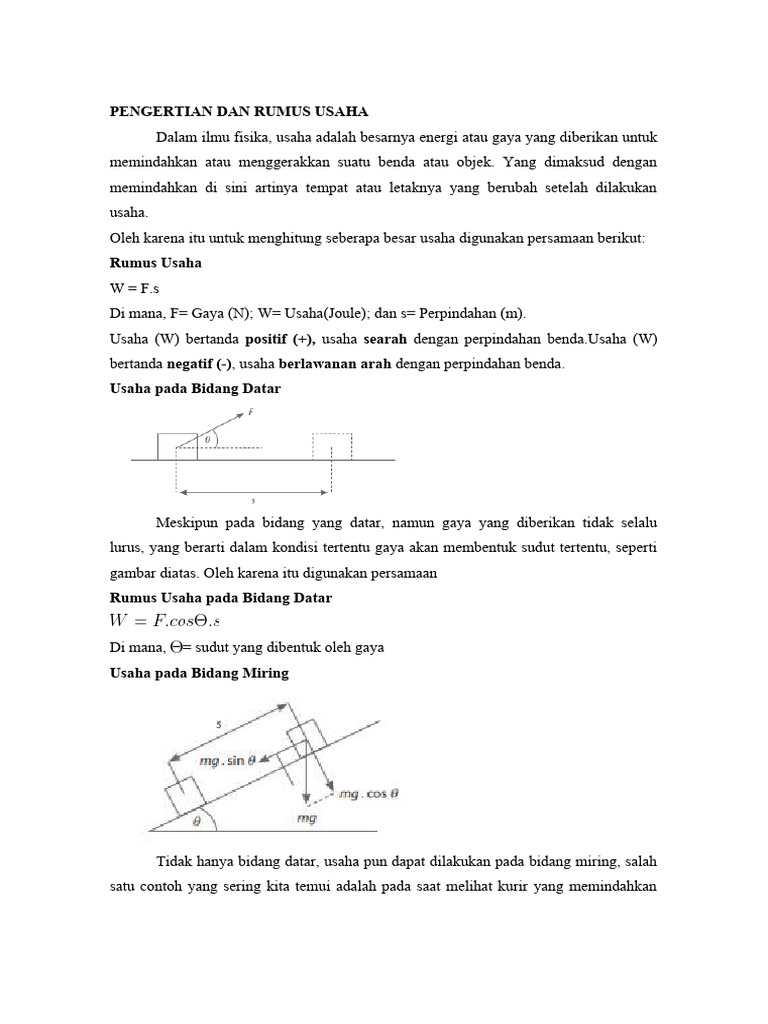 Rumus dan Pengertian Usaha Fisika | PDF | Sains & Matematika