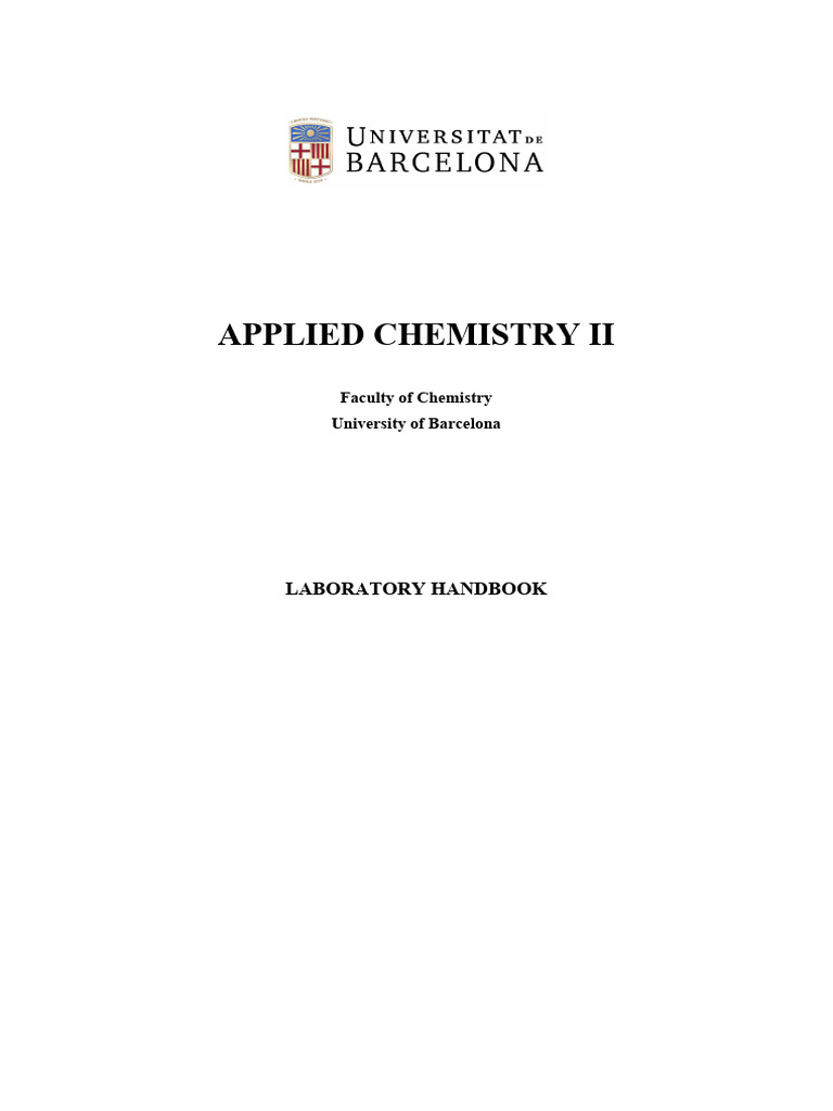 Applied Chemistry II Laboratory Handbook | PDF | Precipitation ...
