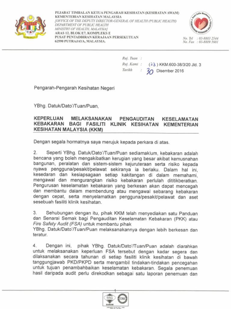 Surat Arahan Pelaksanaan FSA 1 | PDF