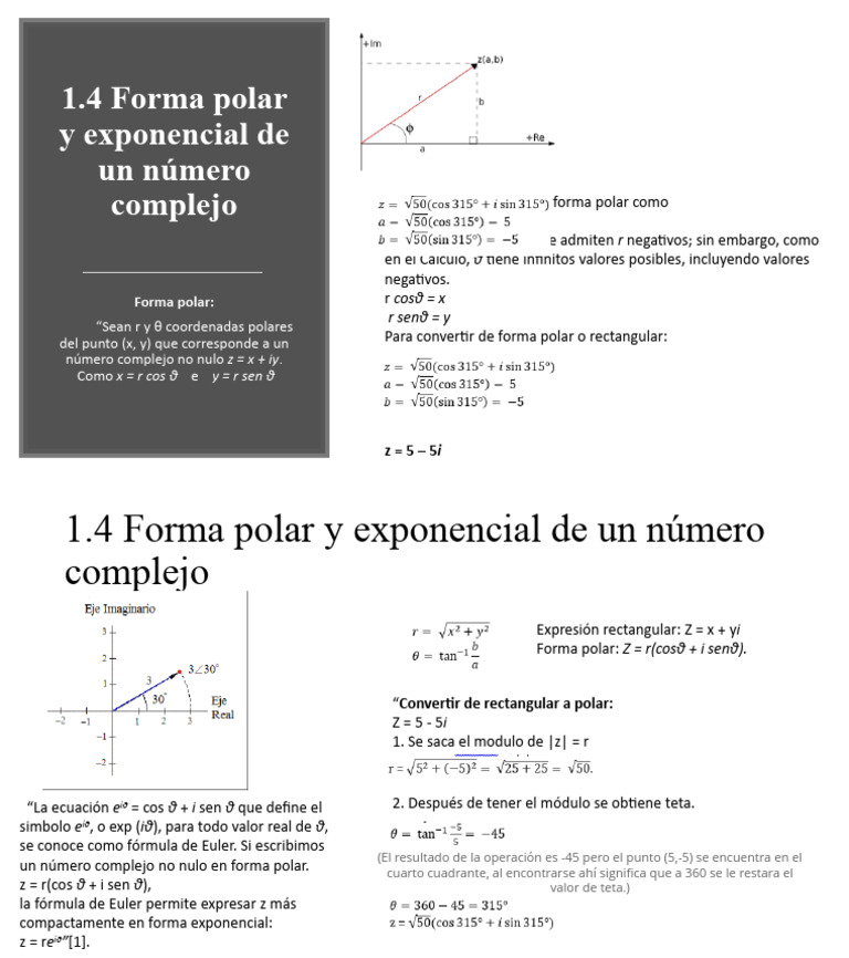 1.4 Forma Polar y Exponencial de Un Numero Complejo | PDF