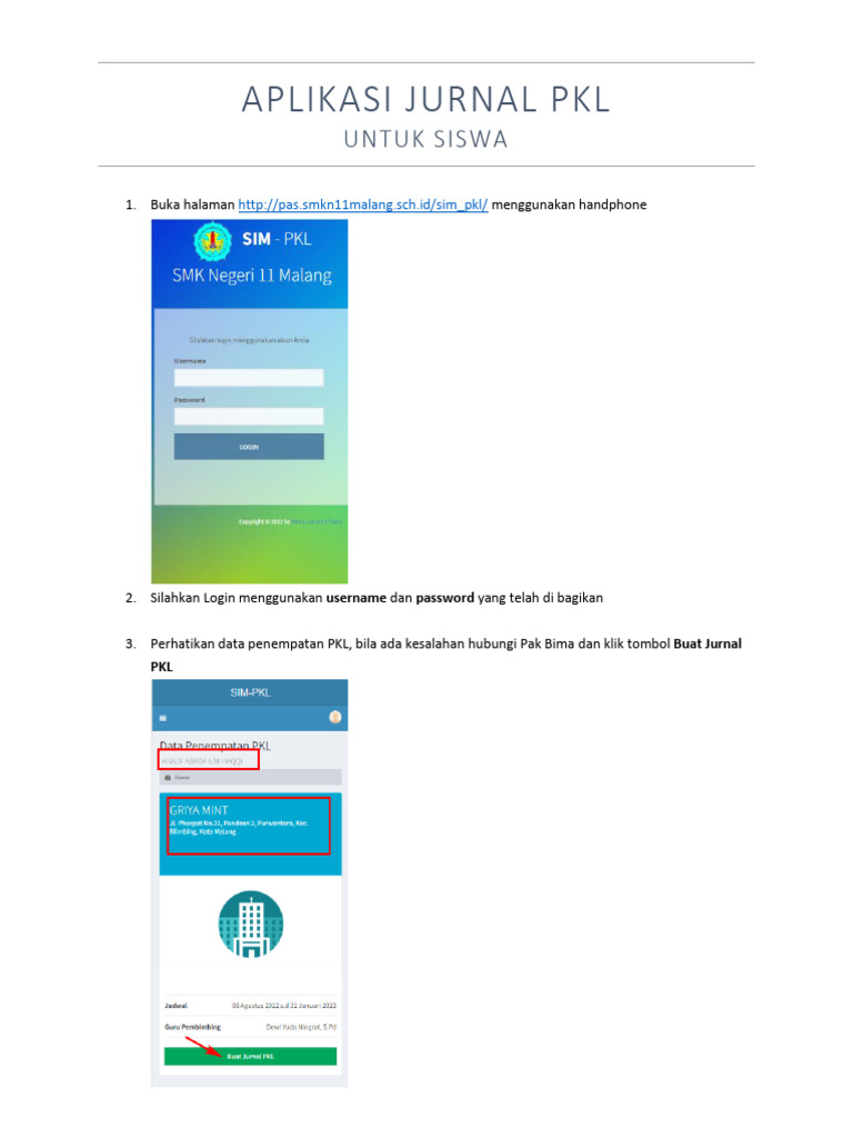 Panduan Aplikasi Jurnal PKL | PDF