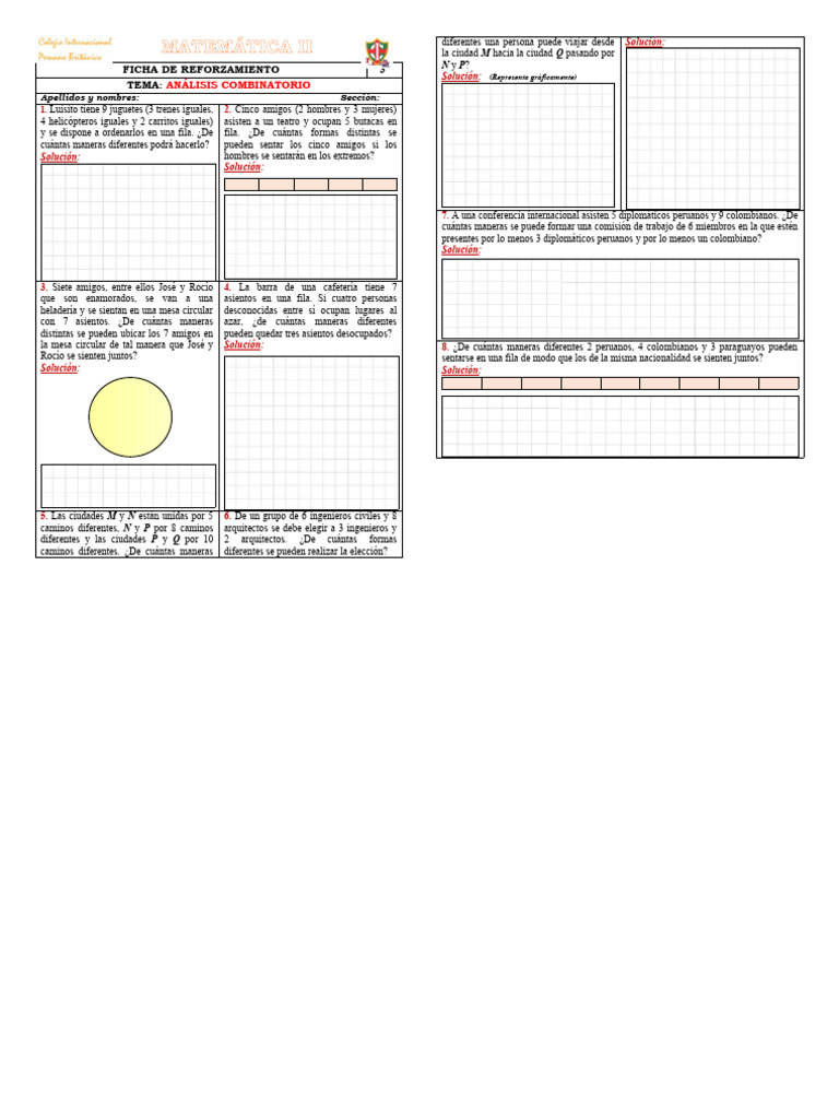 Ficha de Reforzamiento Analisis Combinatorio 3 03-11-2023 | PDF Ficha de Reforzamiento Analisis Combinatorio 3 03-11-2023 | PDF