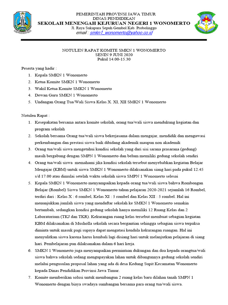 Notulen Rapat Komite Pdf