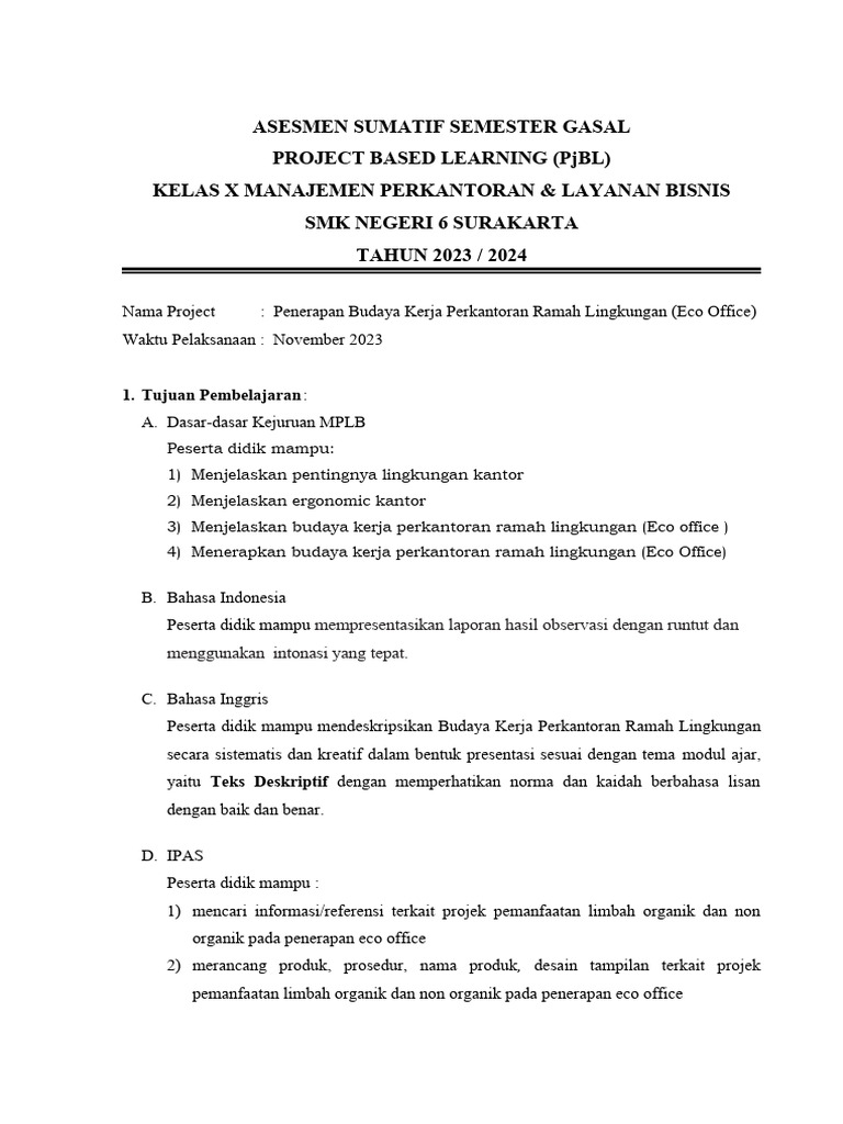 RANCANGAN PROJECT KL X MPLB SMT GSL 2023 - Fix | PDF