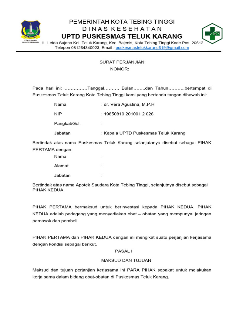Surat Perjanjian Kerjasama Mou Obat Pdf