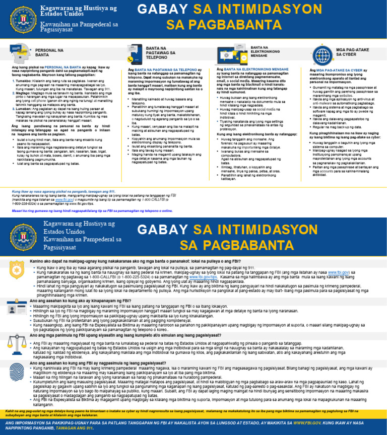 Threat Intimidation Guide Tagalog 022322 | PDF