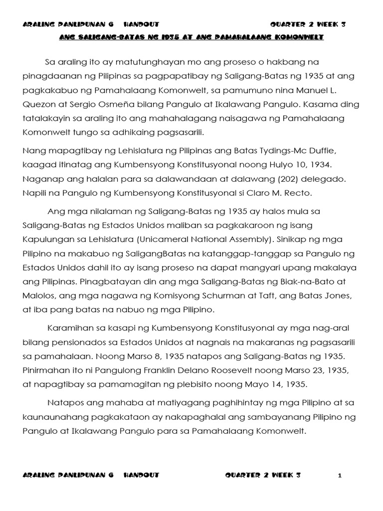 Ap6 Q2 Week 3 Handout | PDF