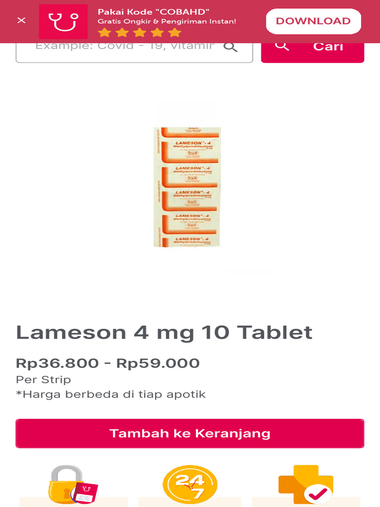 Lameson 4 MG 10 Tablet - Kegunaan, Efek Samping, Dosis Dan Aturan Pakai ...
