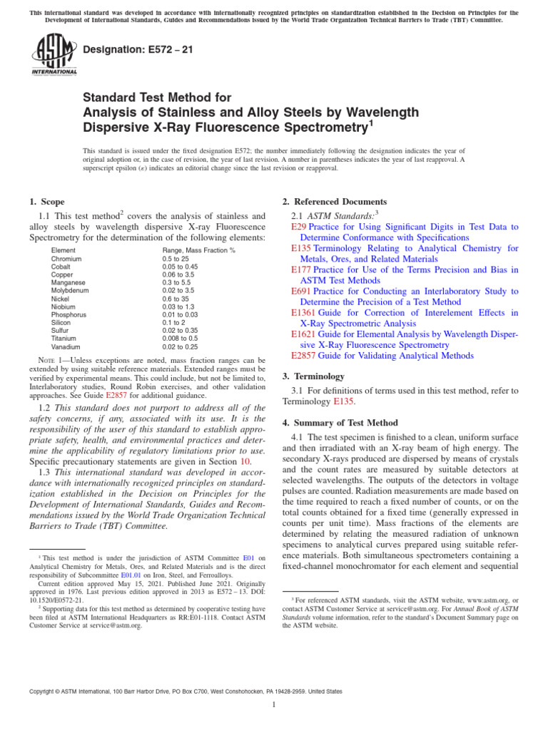 Lab 371 - Astm e572 | PDF | X Ray | Metrology