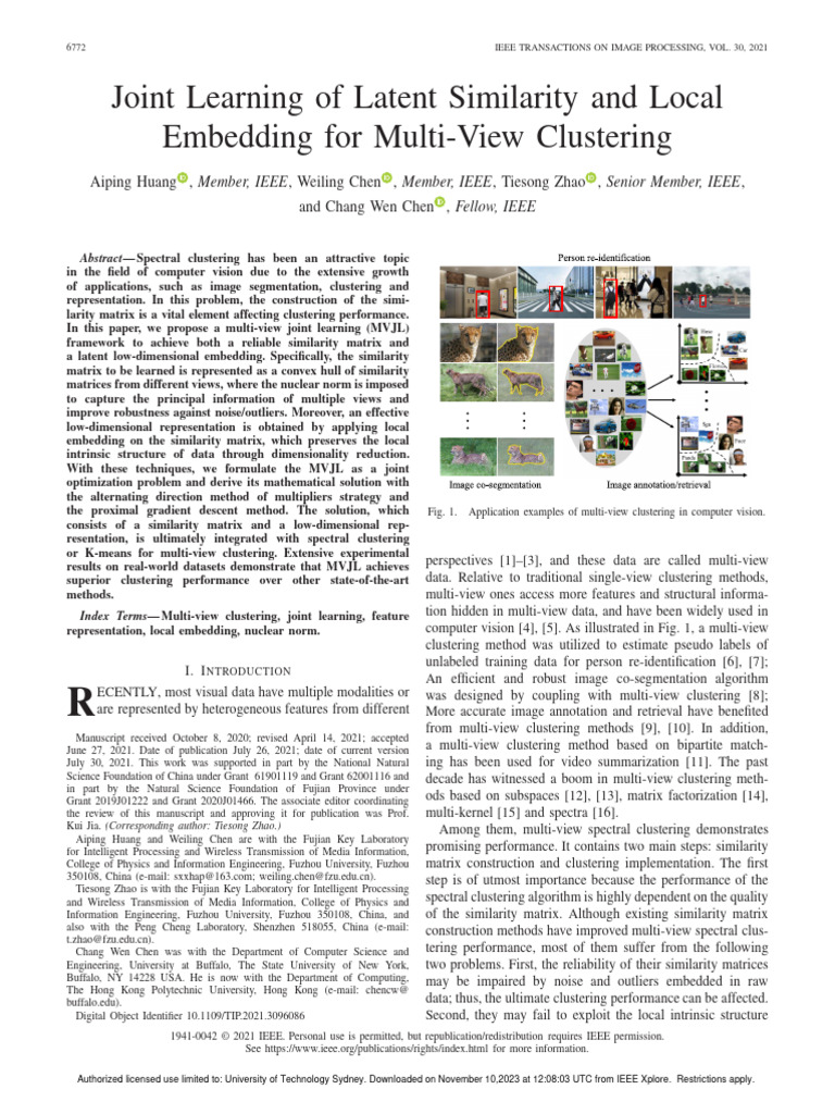 Joint Learning of Latent Similarity and Local Embedding For Multi-View ...