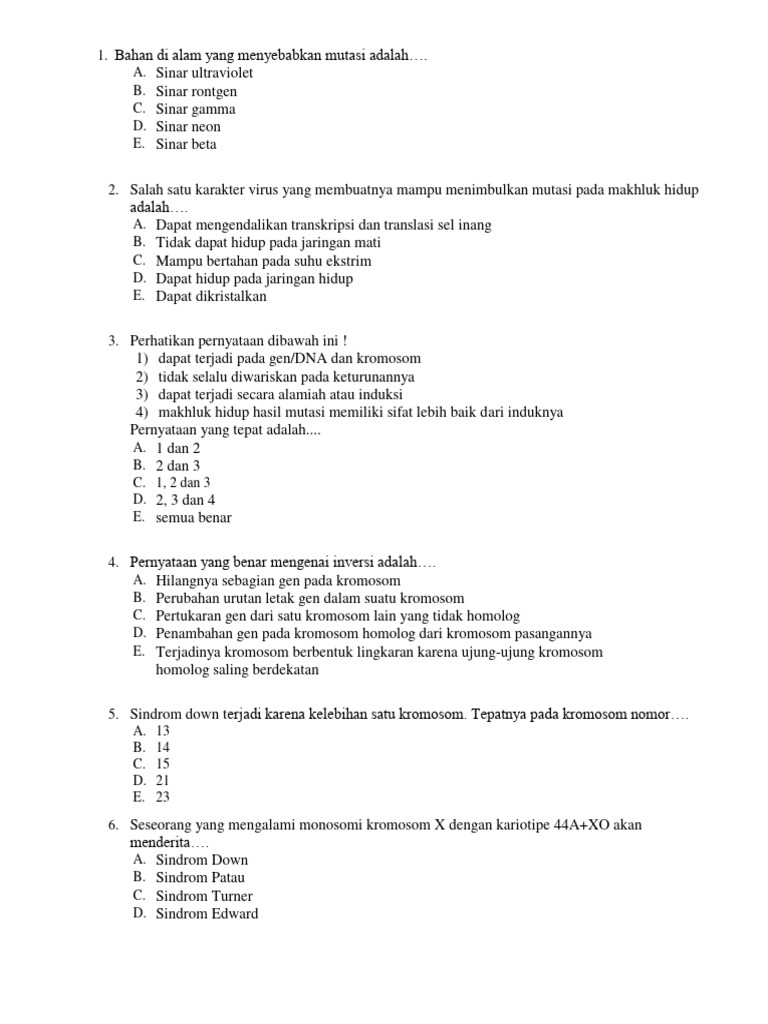 Soal Latihan Mutasi | PDF