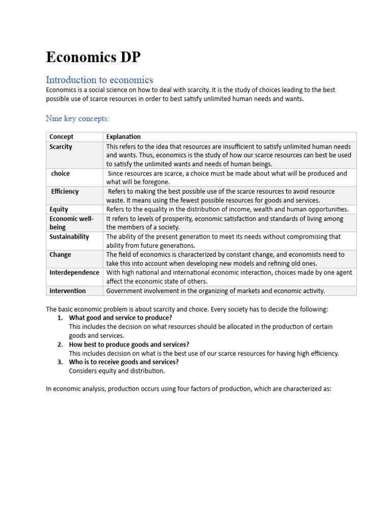 Economics Notes - Introduction To Economics | Download Free PDF ...