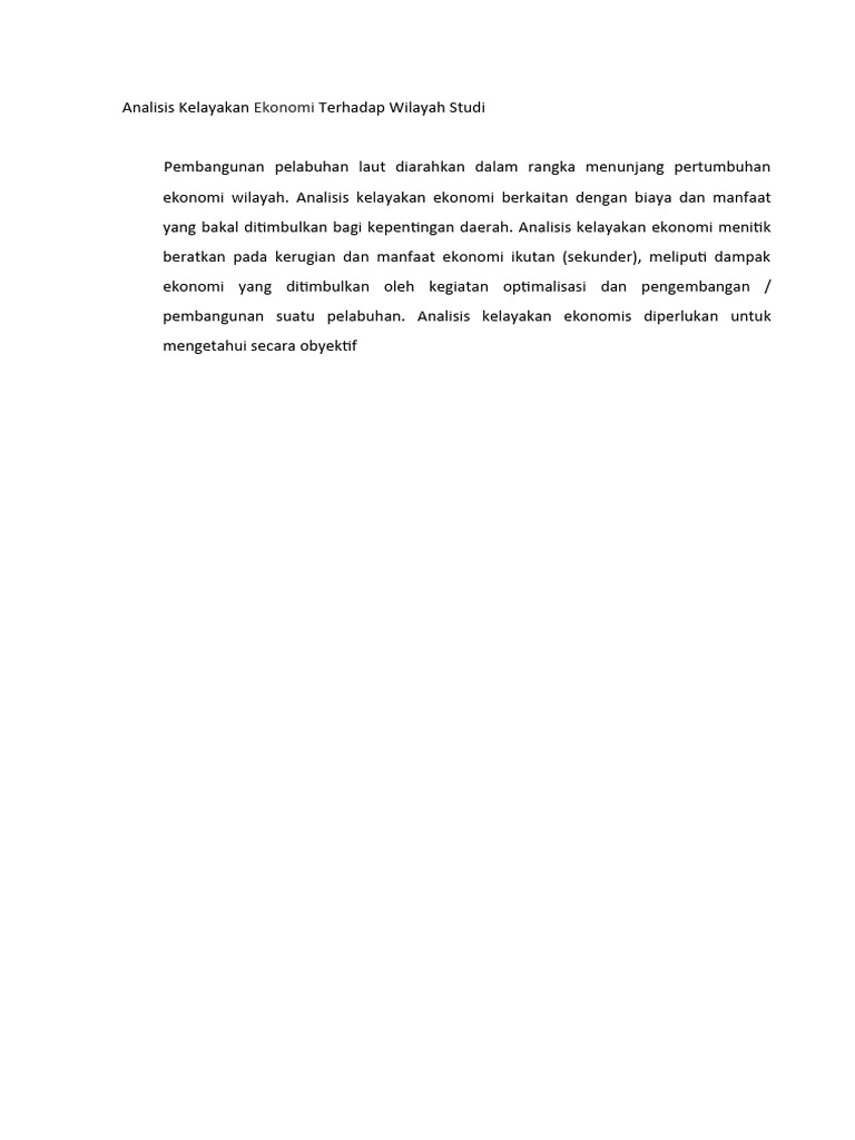 Analisis Kelayakan Ekonomi Terhadap Wilayah Studi | PDF | Pengelolaan Keuangan & Uang