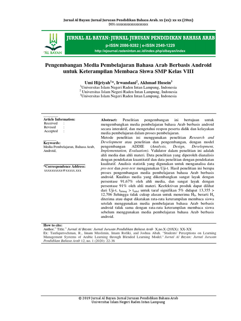 Media Pembelajaran Bahasa Arab Berbasis Android | PDF