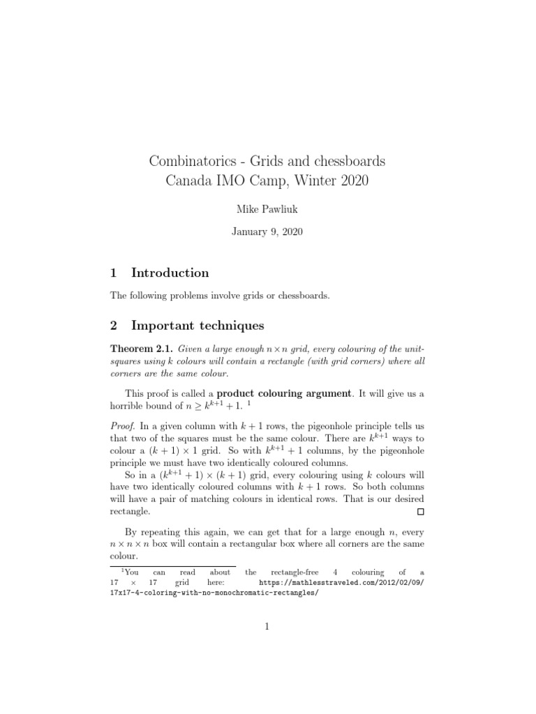 Combinatorics Grids and Chessboards | PDF | Mathematical Concepts | Discrete Mathematics