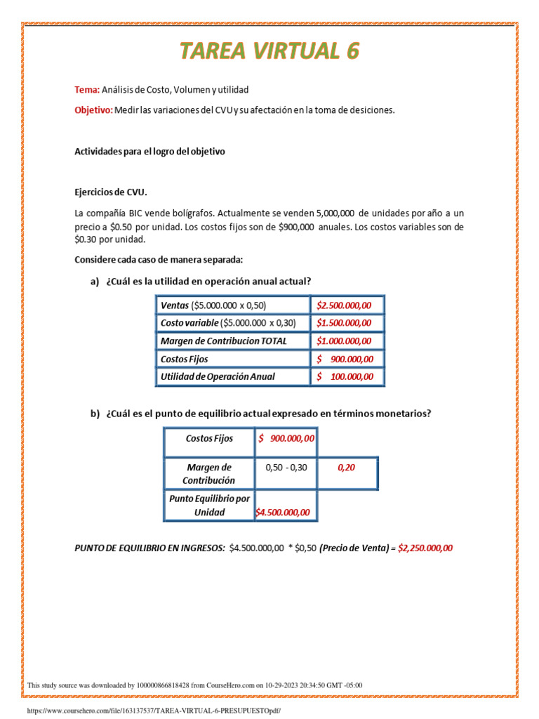 Tarea Virtual 6 Presupuesto PDF | PDF | Economias | Sector privado