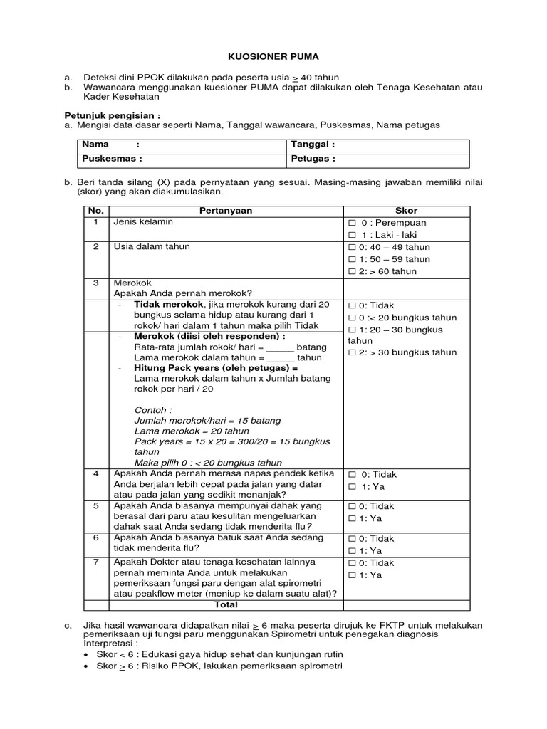 Kuesioner Puma Cetak | PDF